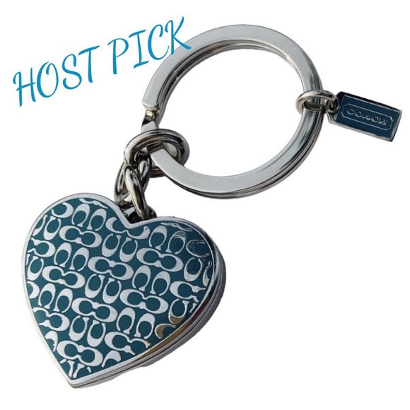 Coach | Accessories | Coach Signature Heart Locket Turquoise Silver ...